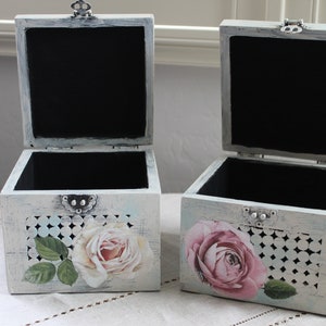 Handmade Vintage Victorian Style Wooden Storage Box With Pink White ...