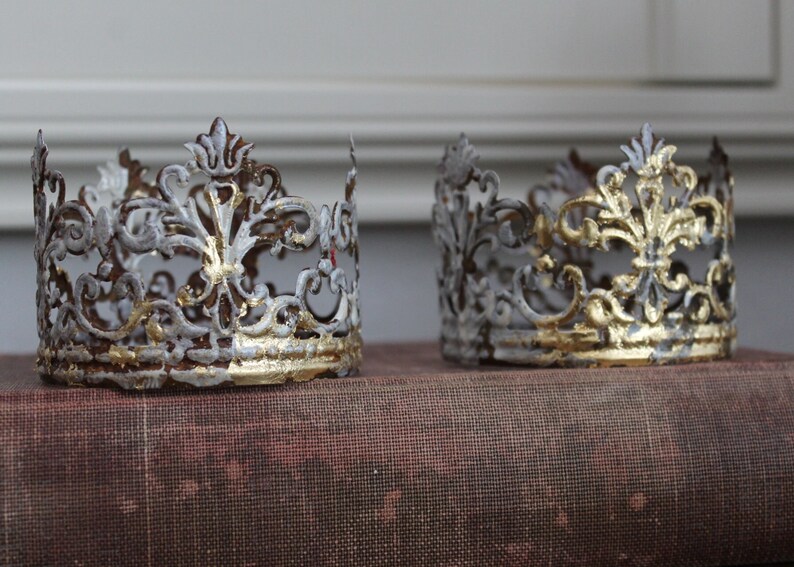 Metal Lace Filigree Crown With Gold Leaf off White Rustic - Etsy