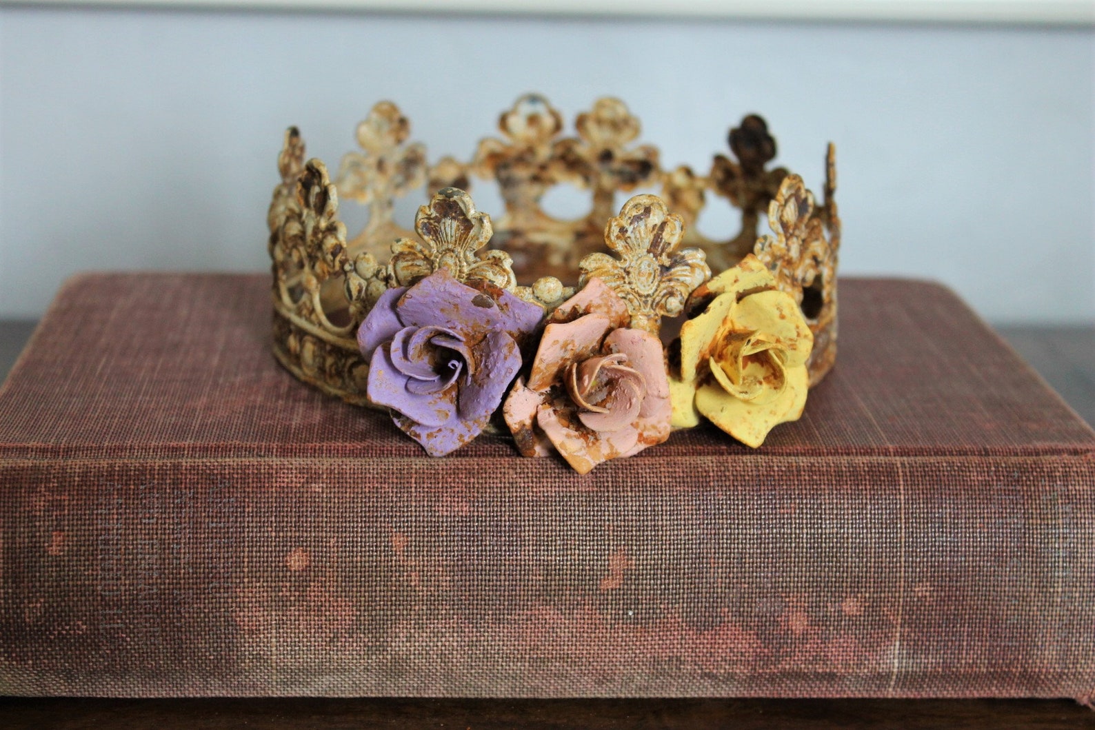 Handmade Metal Rusted Crown off White Patina With Blush - Etsy