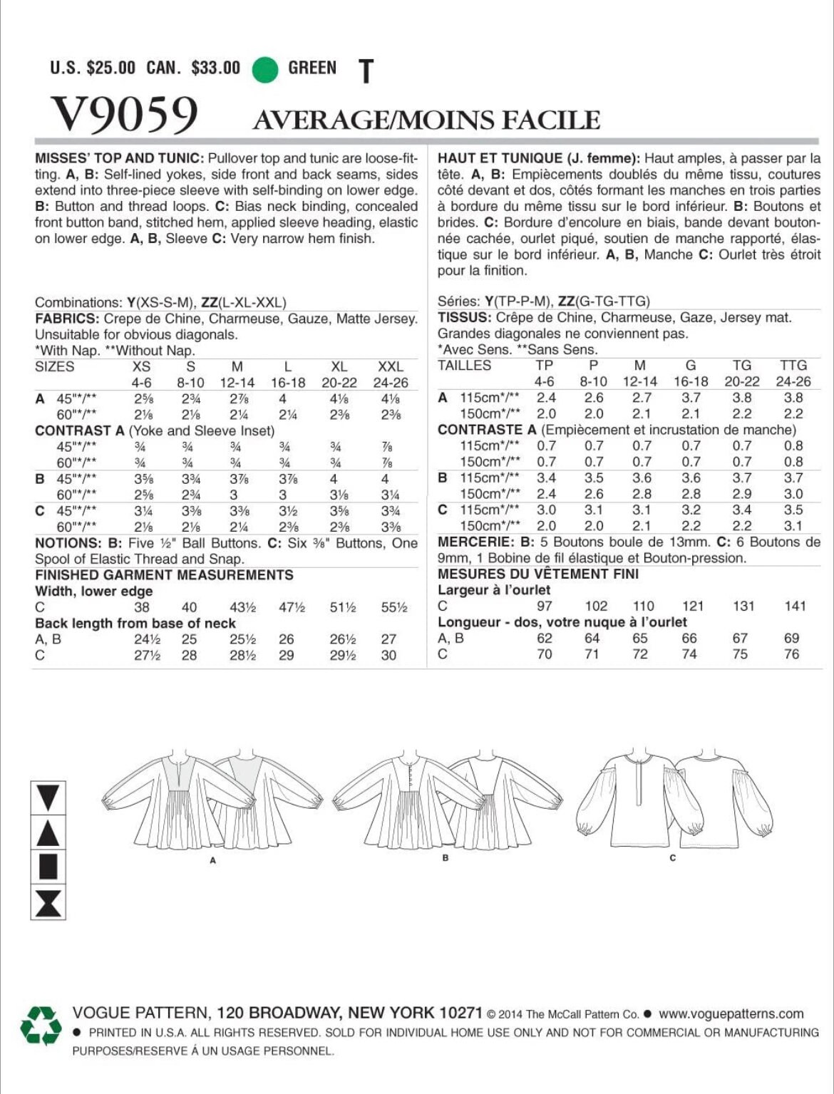 Vogue Sewing Pattern 9059-uncut - Etsy