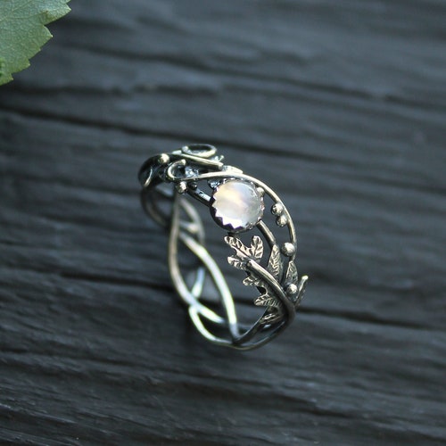 Leaf Ring Silver Botanical Jewelry Plant Ring - Etsy