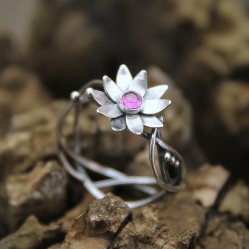 Lotus Flower Sterling Silver Earrings Elven Jewelry Floral - Etsy