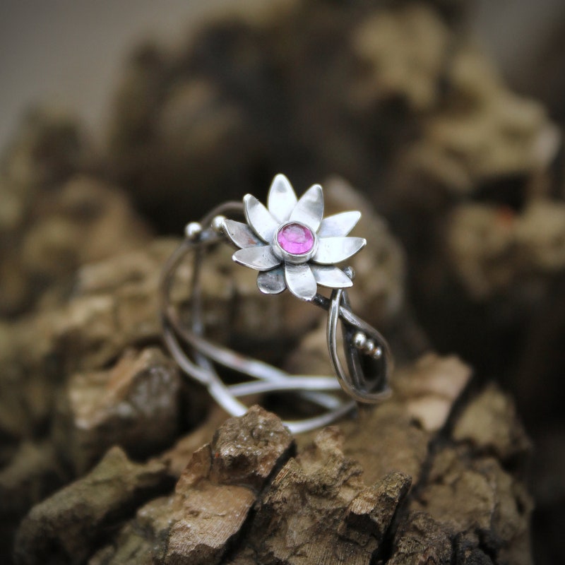 Pink Flower Ring - Etsy