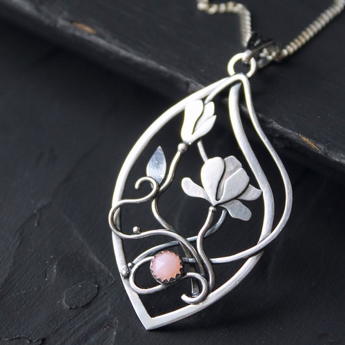 Silver Necklace Crocus Spring Flower Pendant Floral Jewelry | Etsy