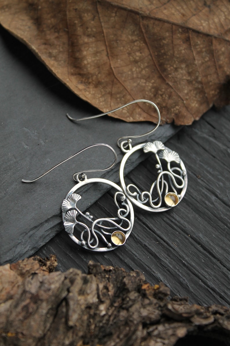 Silver Earrings Ginkgo Leaf Jewelry Elven Style Wedding Earrings - Etsy