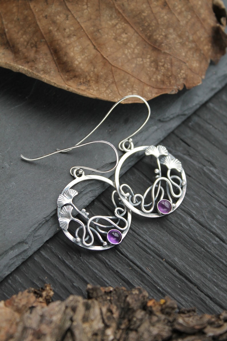 Silver Earrings Ginkgo Leaf Jewelry Elven Style Wedding Earrings - Etsy