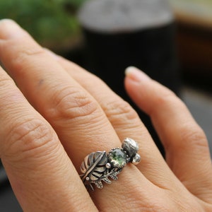 Monstera and Mushrooms Ring Silver Botanical Agate Moss Ring - Etsy