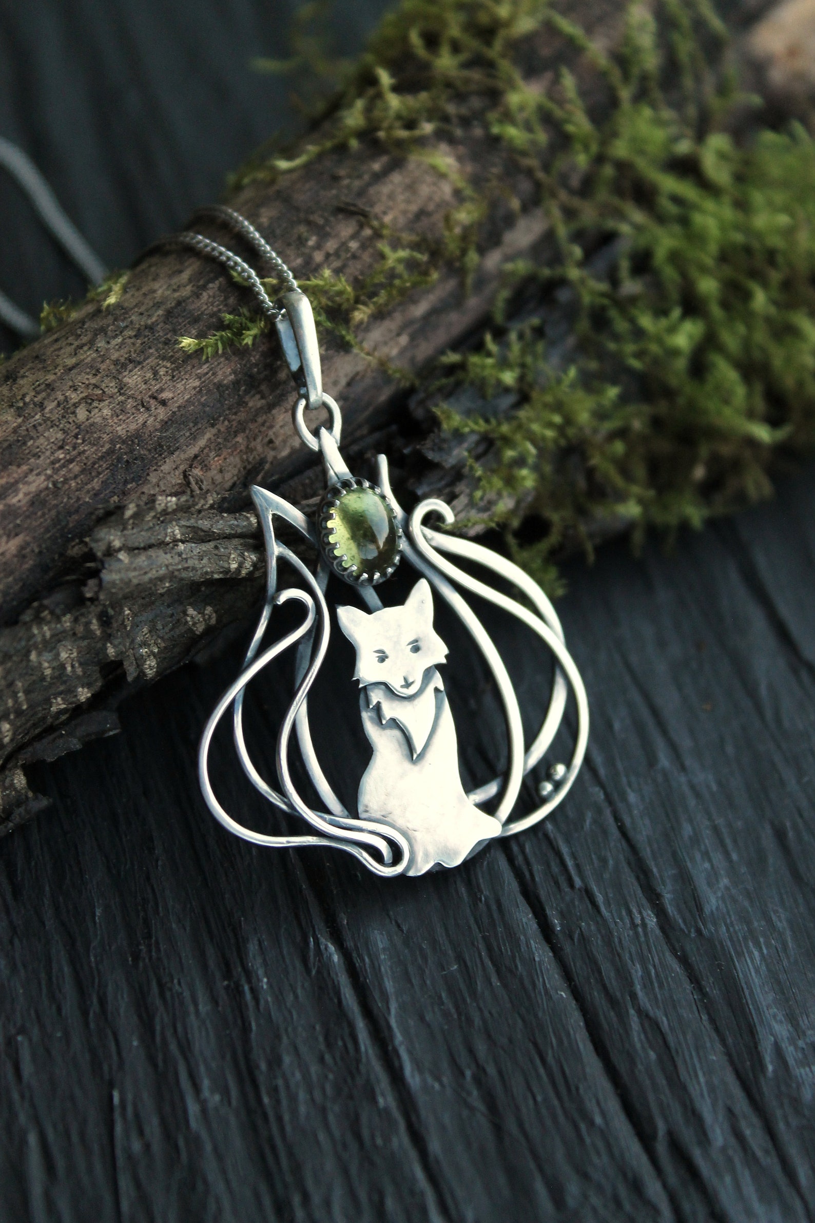 Silver Pendant Kitsune Japan Fox Necklace Totem Animal - Etsy