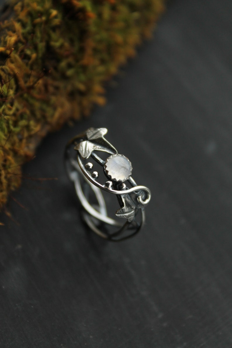 Ivy Leaf Ring Silver Botanical Jewelry Elven Proposal Ring - Etsy