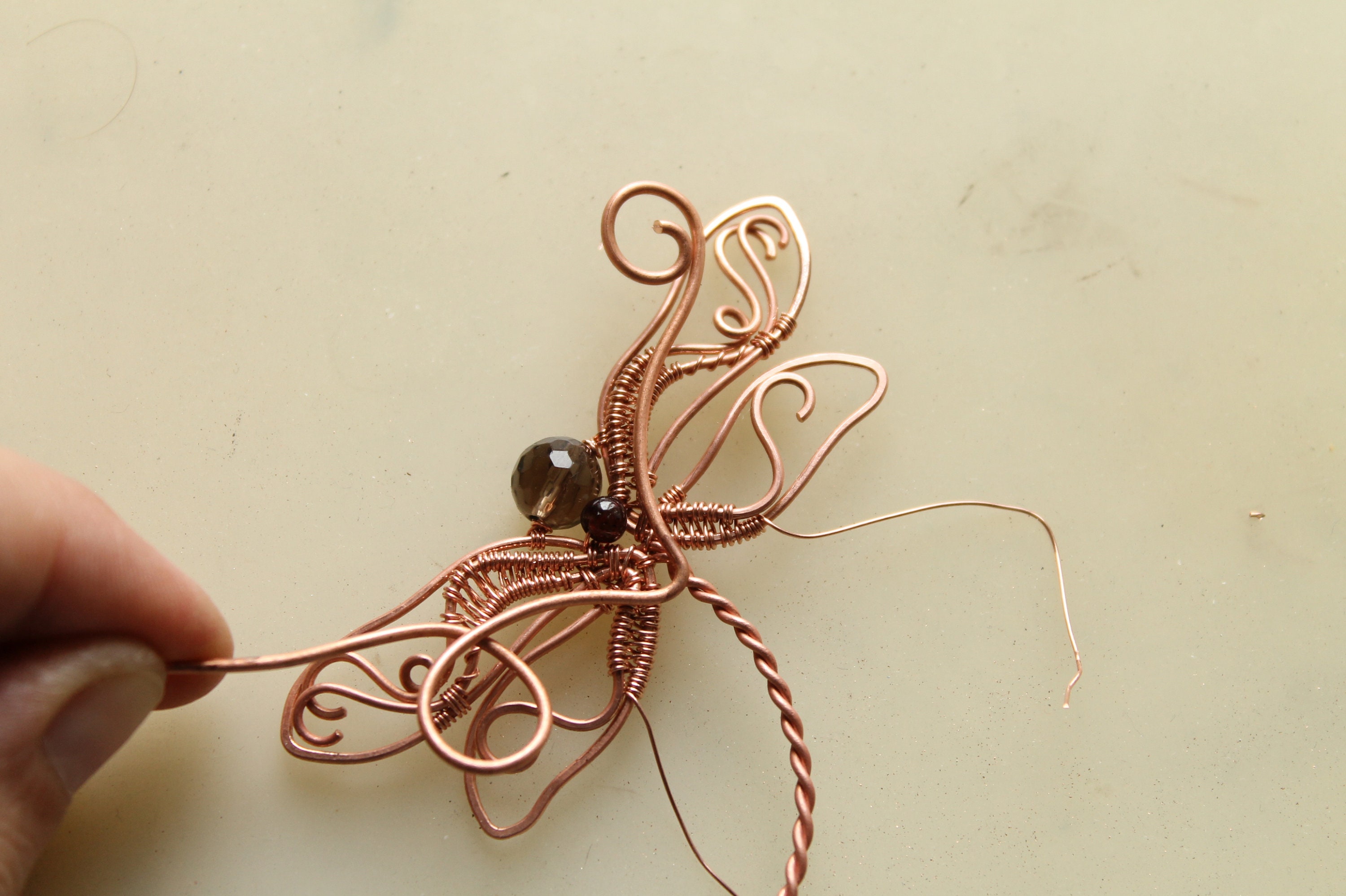 Wire tutorial Dragonfly pendant without soldering DIY project | Etsy