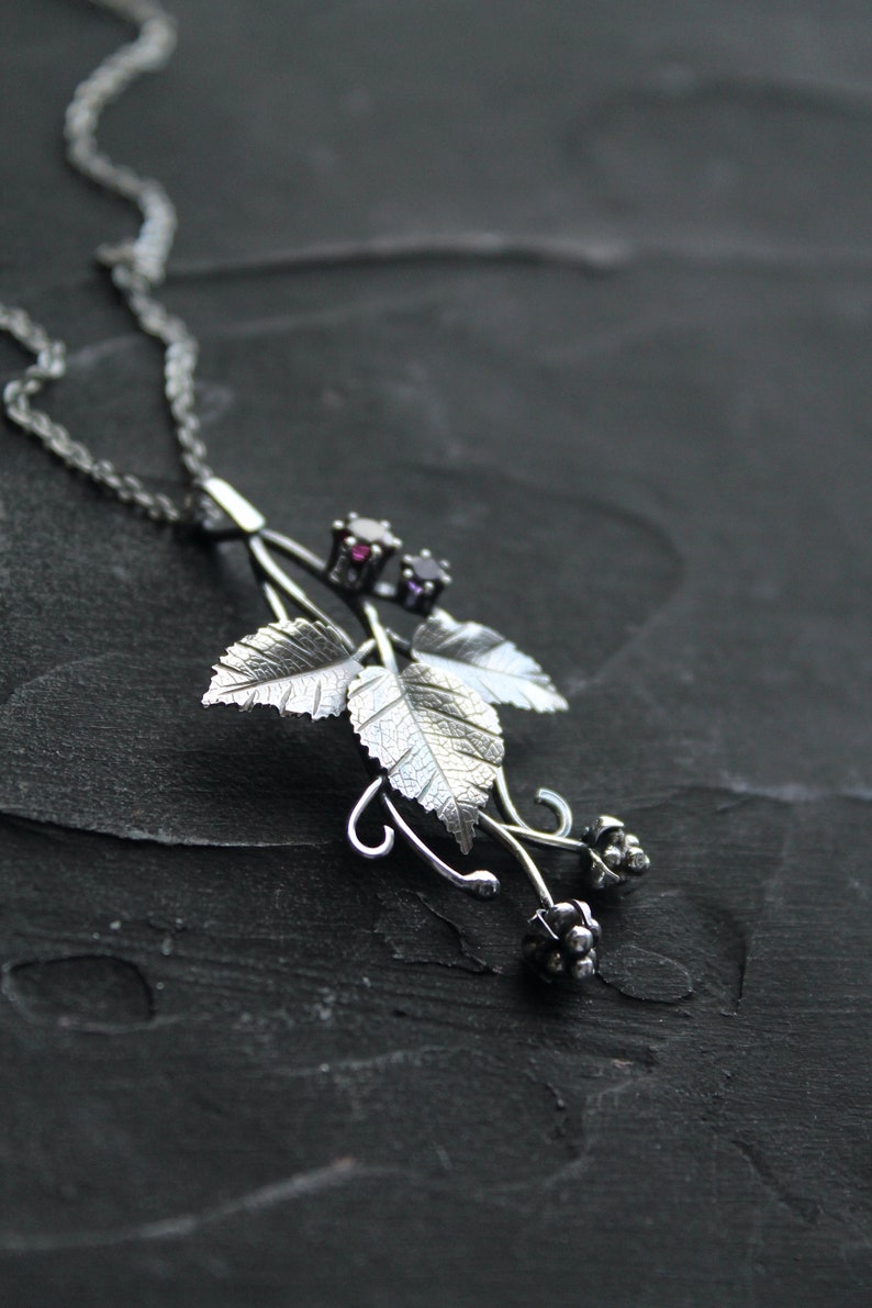Raspberry Necklace Silver Plant Necklace Berries Jewelry - Etsy