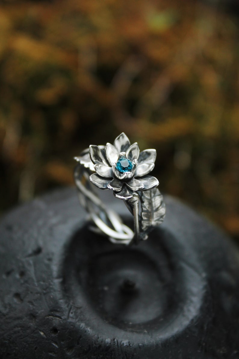 Proposal Ring With Silver Lotus Flower Bohemian Wedding - Etsy