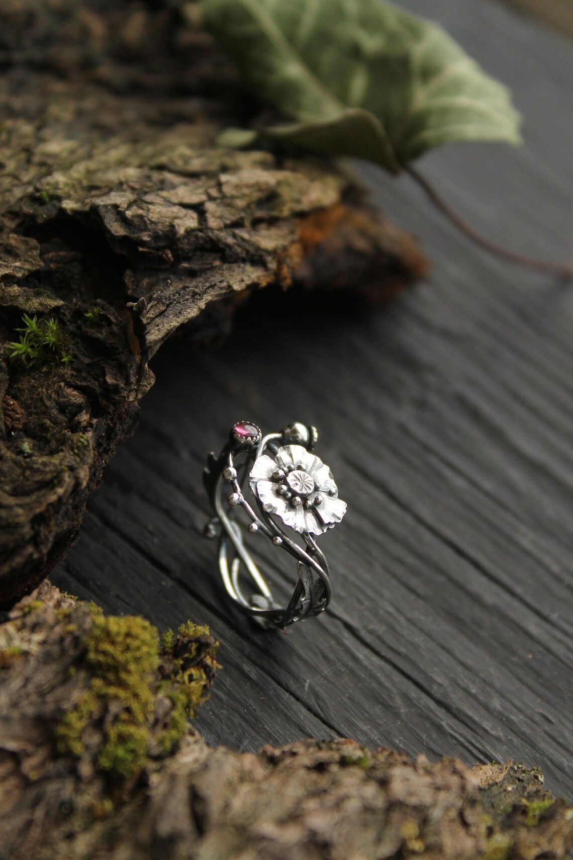 Silver Ring Flower Poppy Ring Botanical Jewelry Floral - Etsy