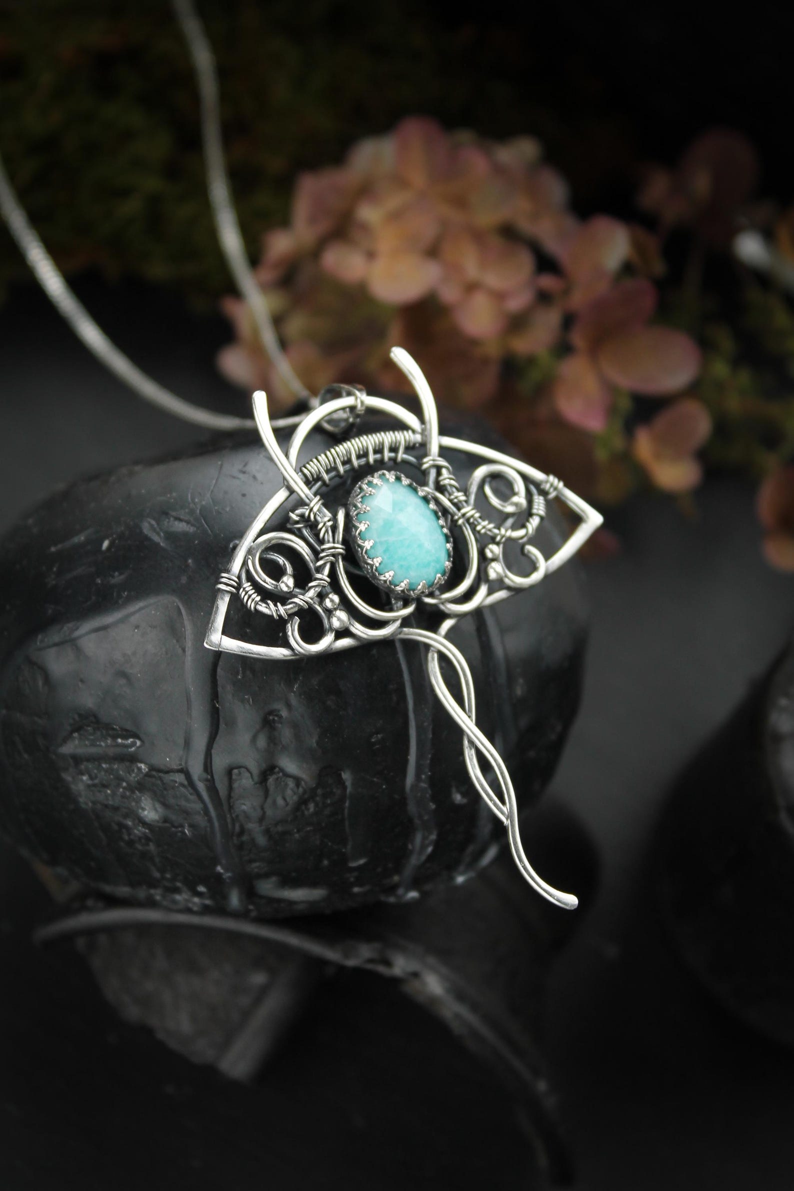 Manta Ray Silver Pendant With Moonstone Wire-wrapped Jewelry Nautical ...