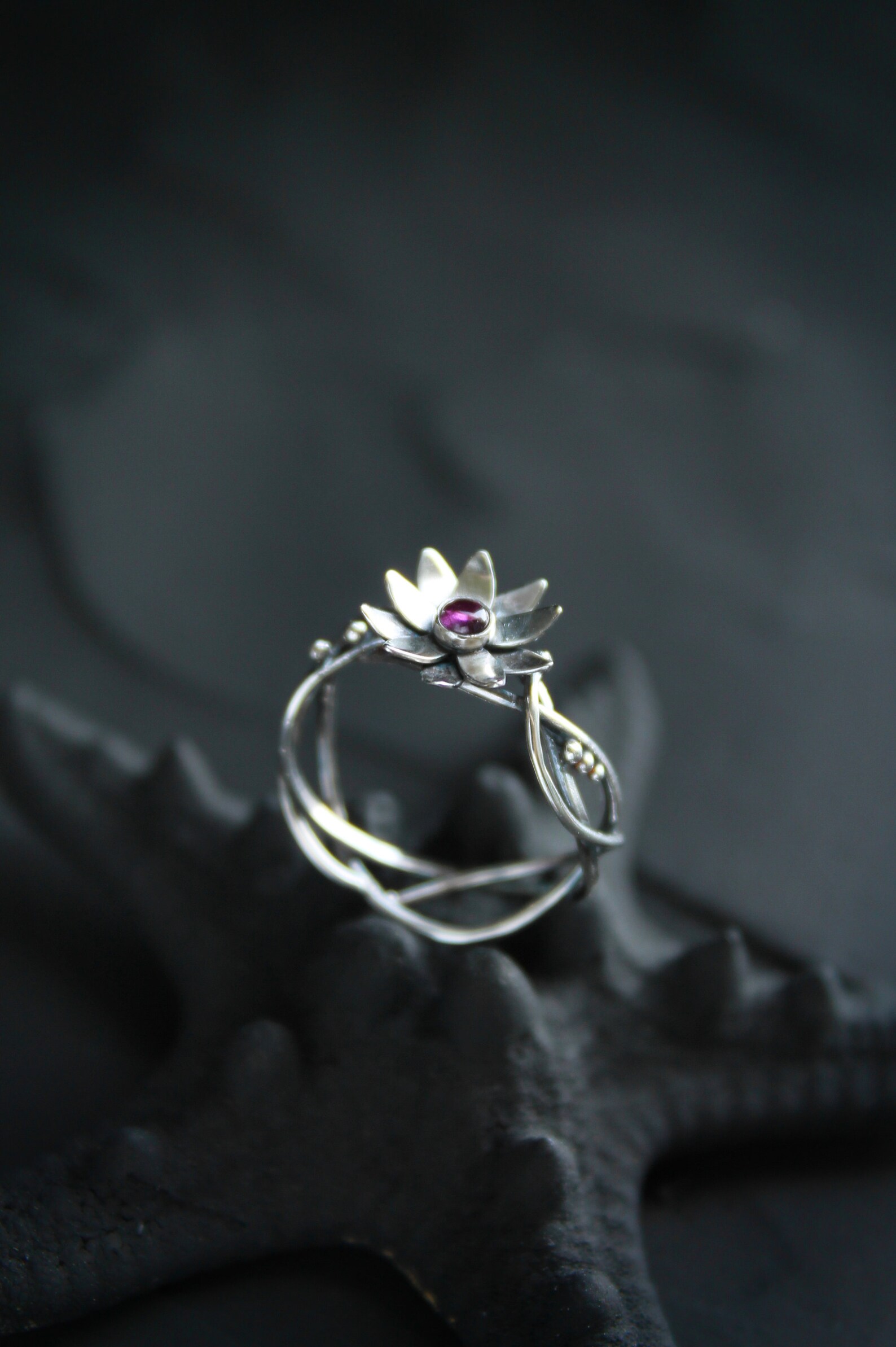 Lotus Ring Proposal Flower Ring Pink Floral Engagement Ring - Etsy