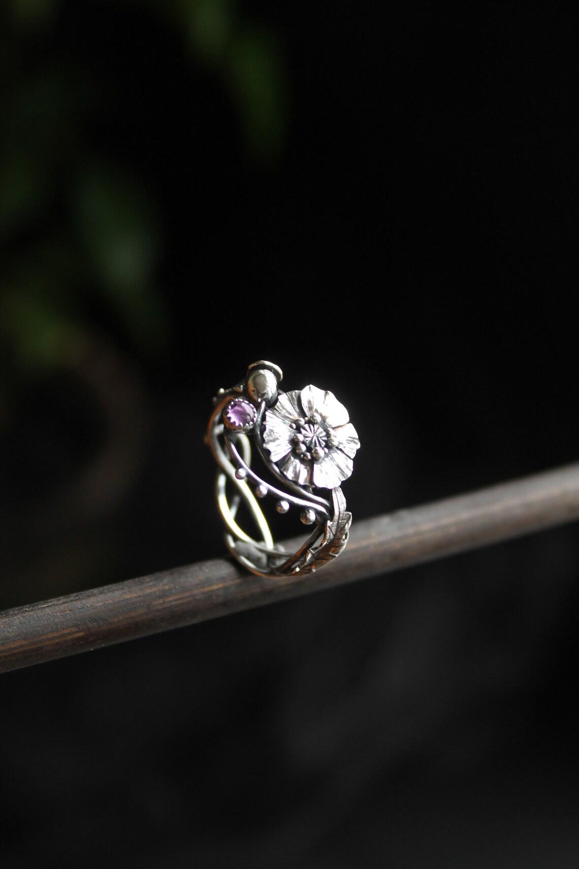 Silver Ring Flower Poppy Ring Botanical Jewelry Floral - Etsy