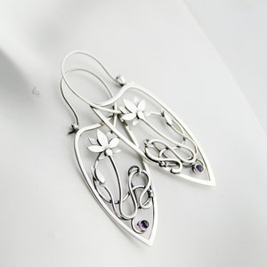 Silver Earrings Lotus Flower Elven Jewelry Floral Style - Etsy