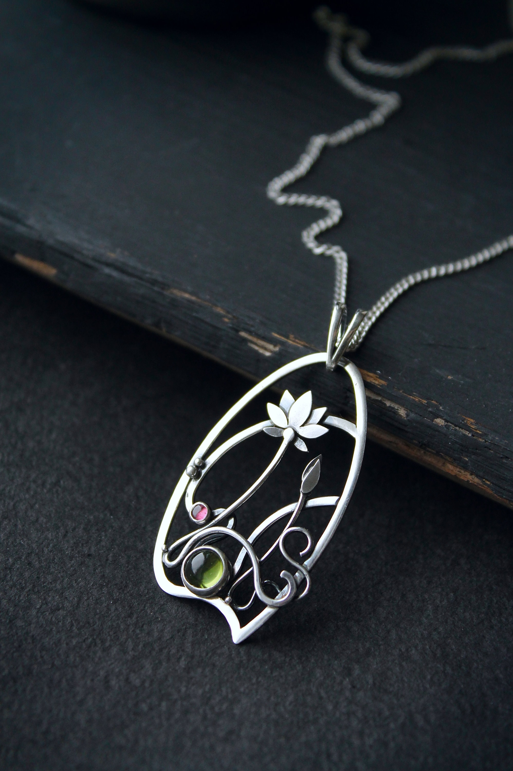 Lotus flower necklace Botanical jewelry Wire wrapped pendant | Etsy