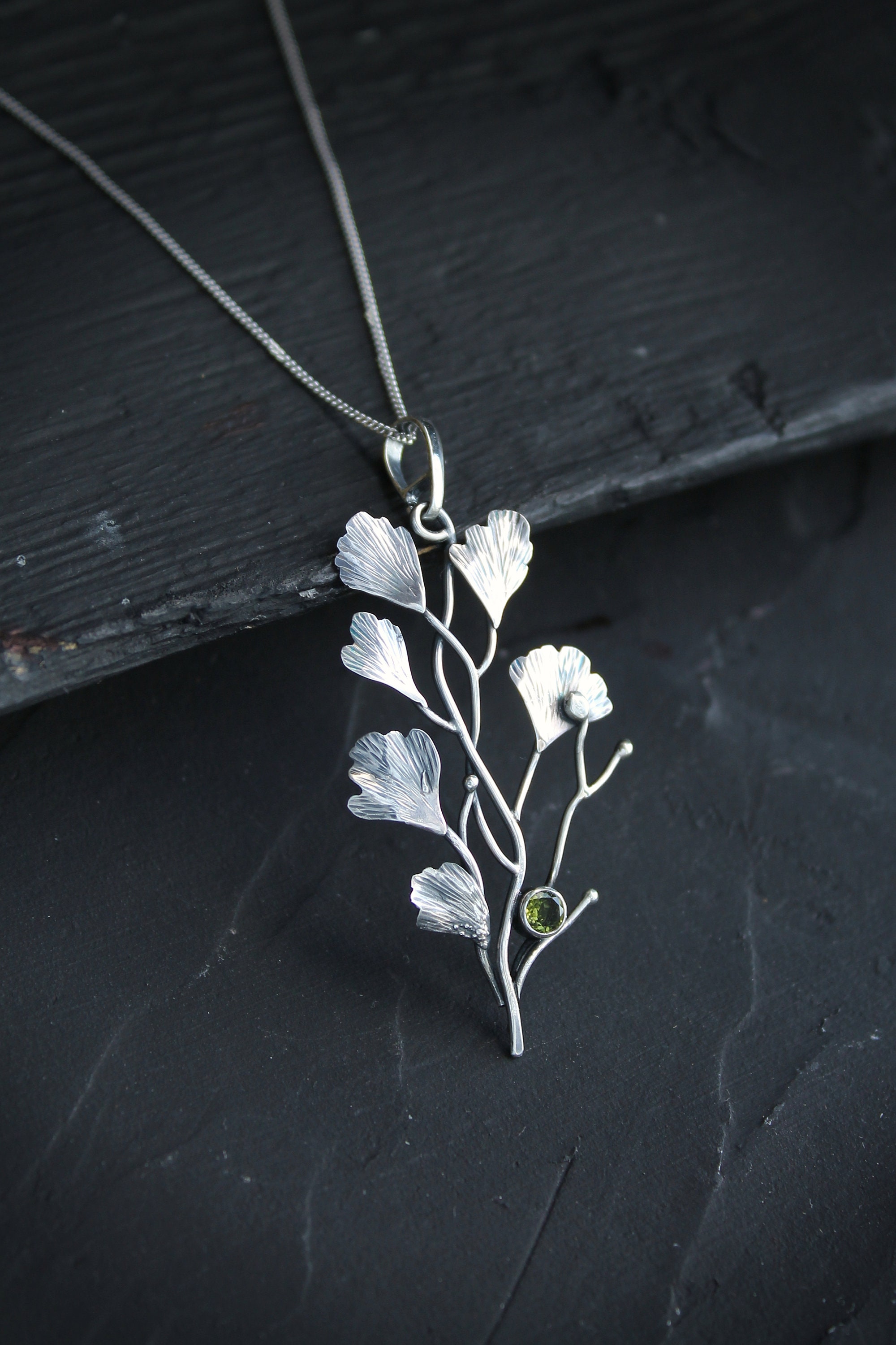 Maidenhair fern pendant Plant silver jewelry Forest necklace | Etsy