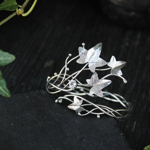 Ivy Silver Plant Bracelet Bridal Jewelry Open Silver Bandle - Etsy