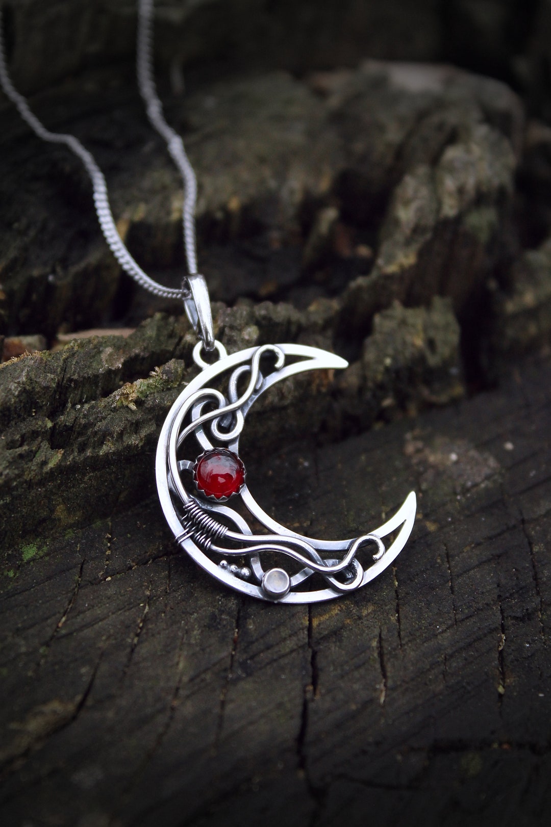 Silver Moon Pendant Moon Phases Jewelry Celestian Pendant - Etsy