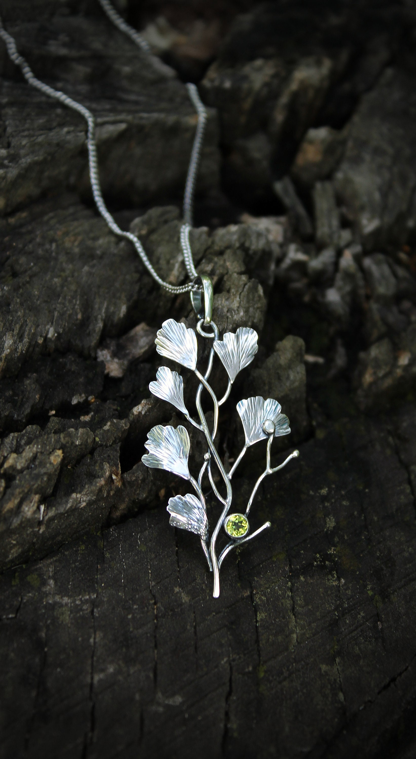 Maidenhair fern pendant Plant silver jewelry Forest necklace | Etsy