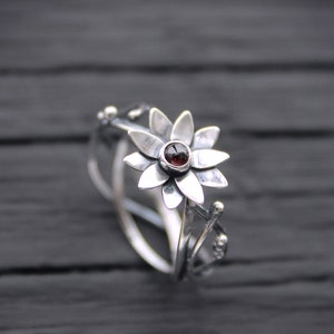 Lotus Ring Proposal Flower Ring Pink Floral Engagement Ring Silver Wire ...