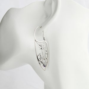 Silver Earrings Lotus Flower Elven Jewelry Floral Style - Etsy