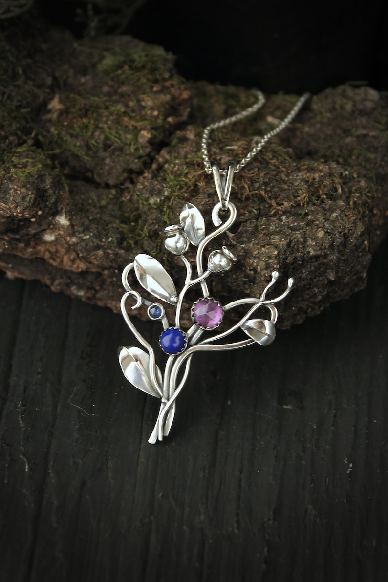 Blueberries Pendant Silver Plant Necklace Berries Jewelry - Etsy