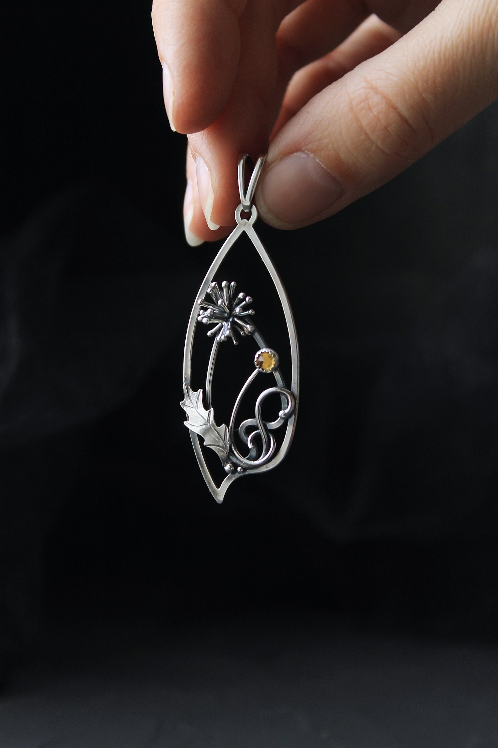 Dandelion Necklace Flower Silver Botanical Jewelry Wire - Etsy