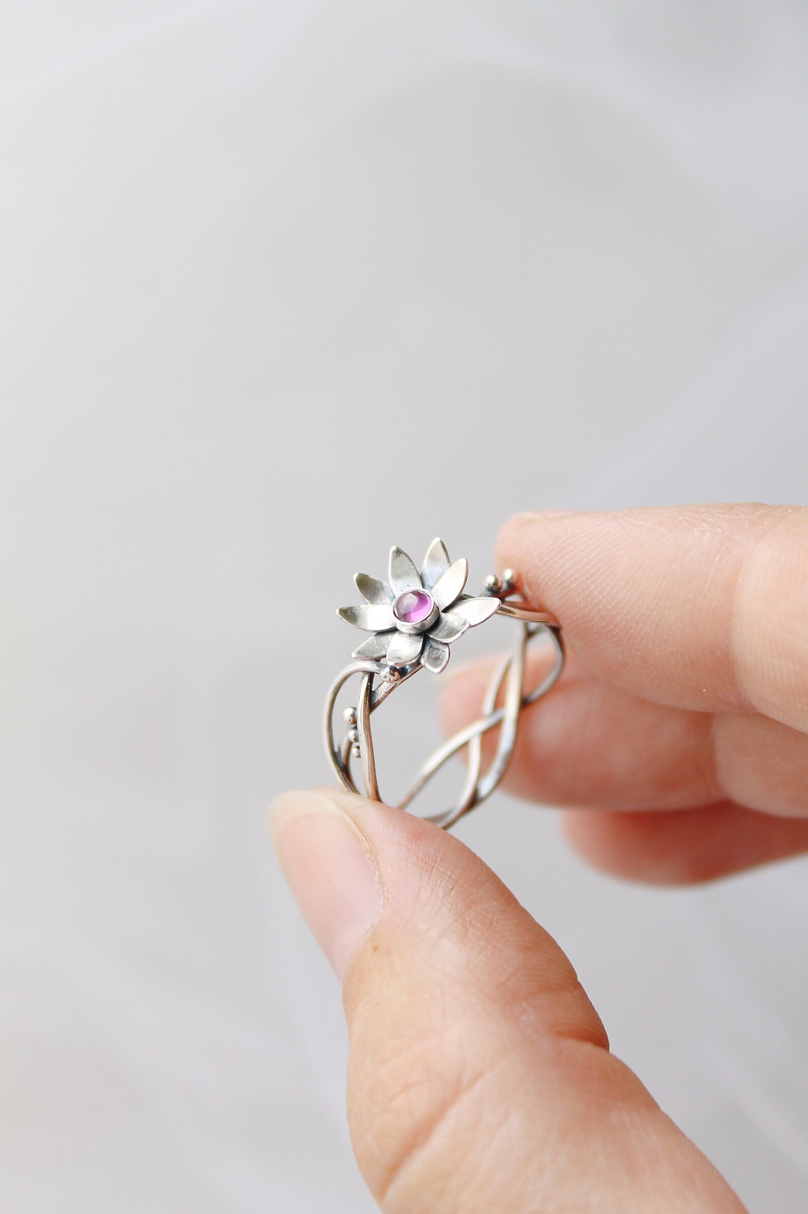 Lotus Ring Proposal Flower Ring Pink Floral Engagement Ring - Etsy
