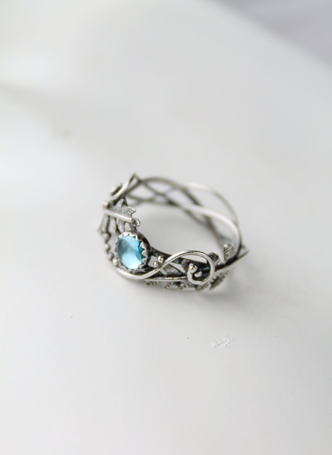 Fern Leaf Ring Elven Engagement Ring Botanical Floral Ring Silver Wire ...