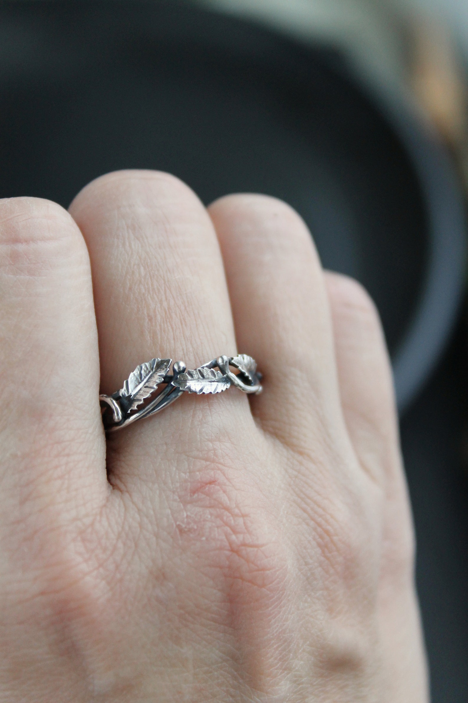 Elven Silver Ring With Leaves and Twigs Silversmaithing - Etsy