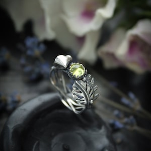 Monstera and Mushrooms Ring Silver Botanical Agate Moss Ring - Etsy