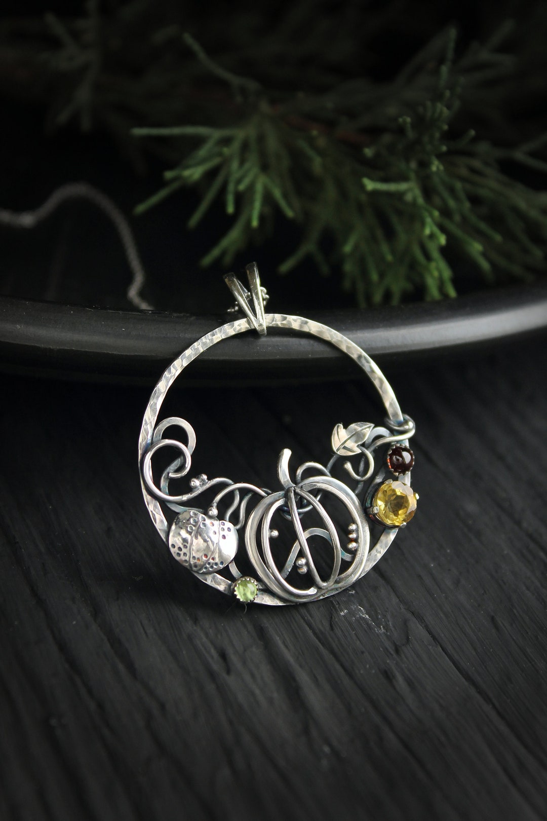 Pumpkin Necklace Silver Fall Pendant Halloween Jewelry Autumn Necklace ...
