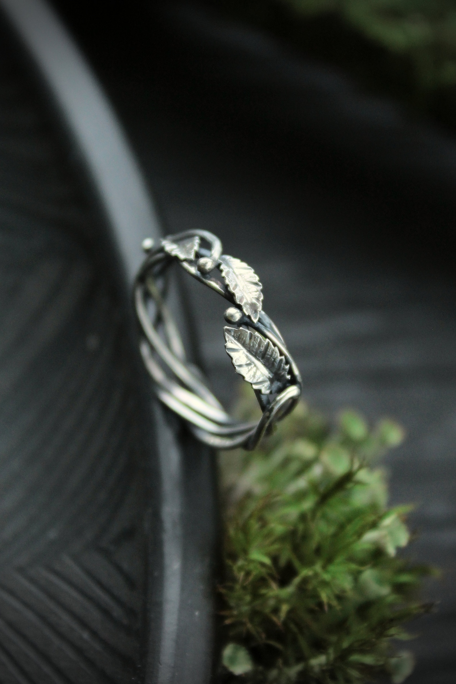 Elven Silver Ring With Leaves and Twigs Silversmaithing - Etsy