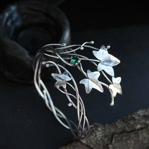 Ivy Silver Plant Bracelet Bridal Jewelry Open Silver Bandle - Etsy
