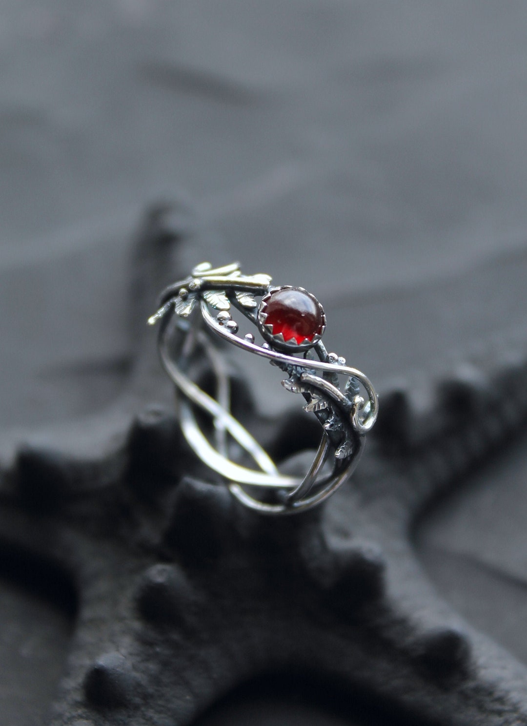 Elven Engagement Ring Fern Leaf Ring Nature Botanical Plant Ring Silver ...