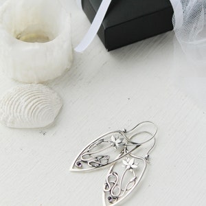 Silver Earrings Lotus Flower Elven Jewelry Floral Style | Etsy