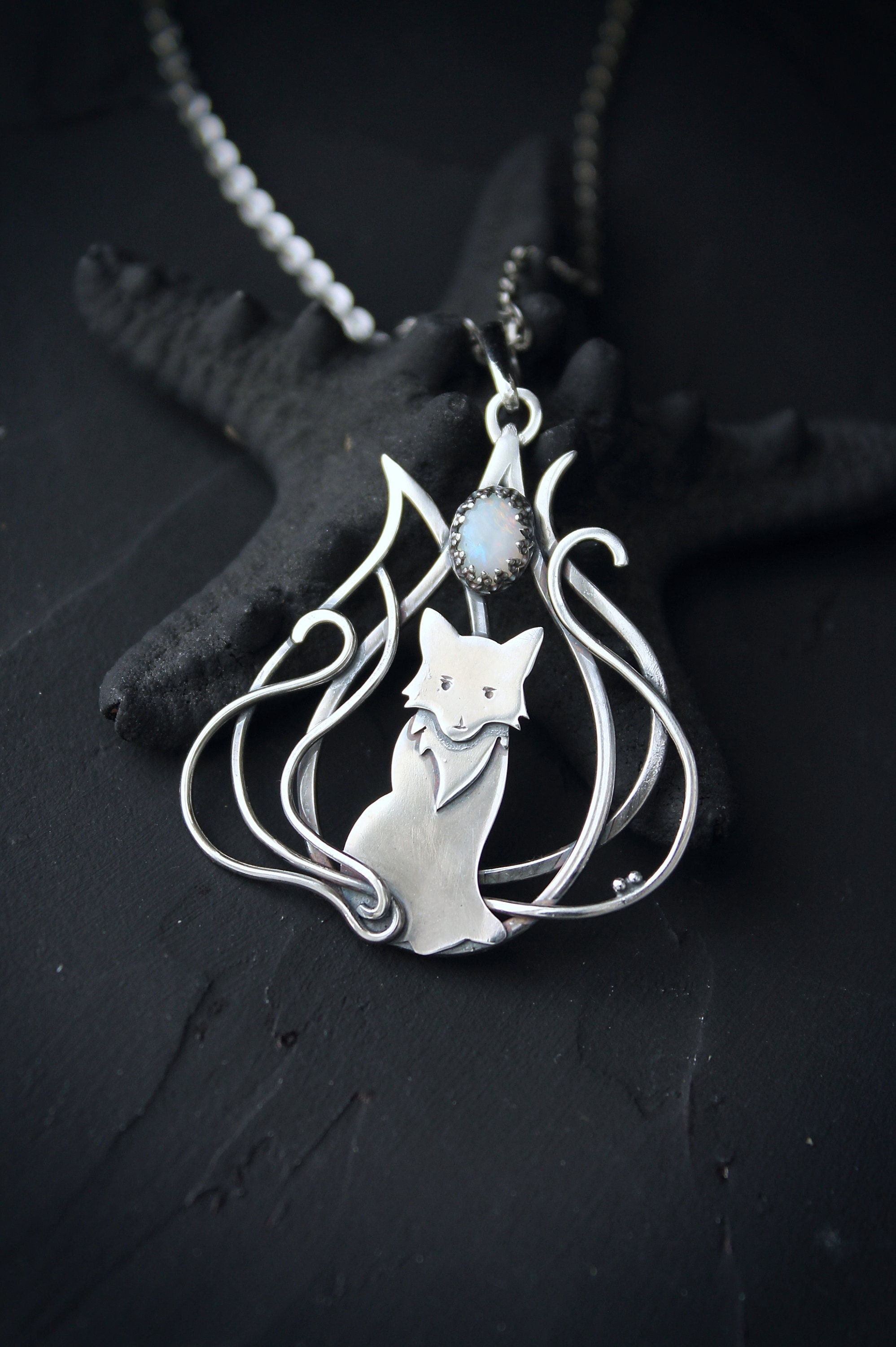 Silver Pendant Kitsune Japan Fox Necklace Totem Animal - Etsy Australia