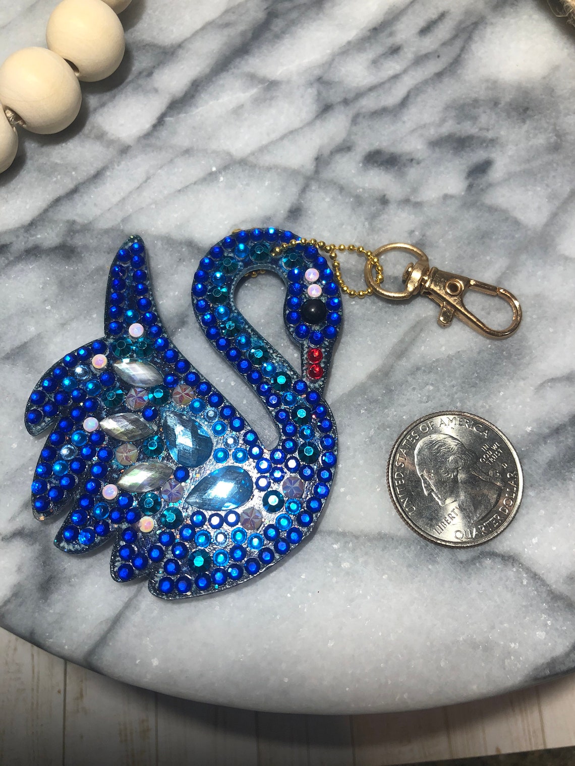 Swan Diamond Dot Key Chain - Etsy