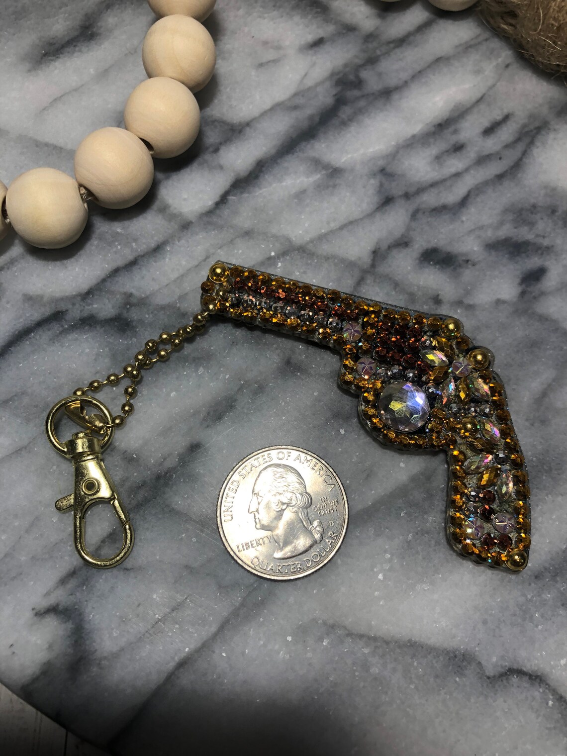 Gun Diamond Dot Key Chain - Etsy