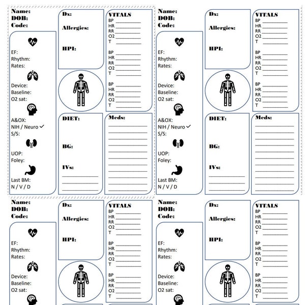 Nurse Report Sheet Version 2 - Etsy Canada