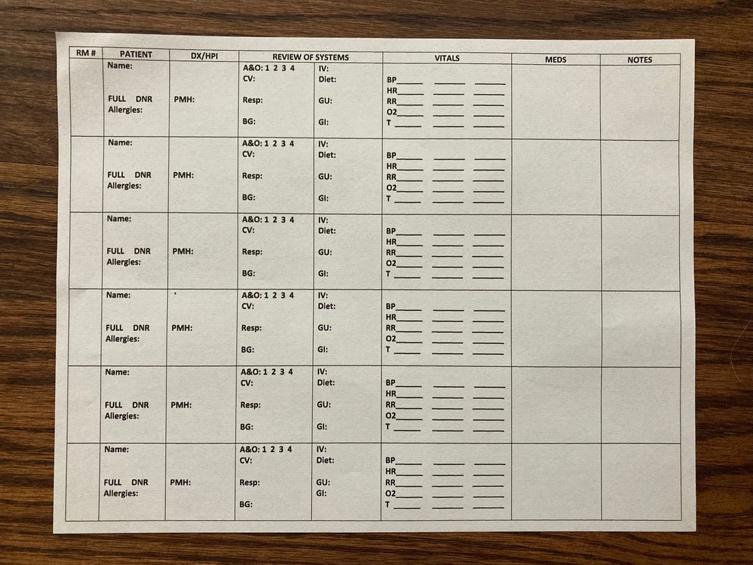Multi-patient Report Sheet - Etsy