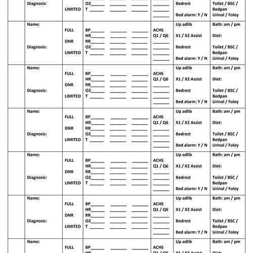 Multi-patient Report Sheet in Columns - Etsy