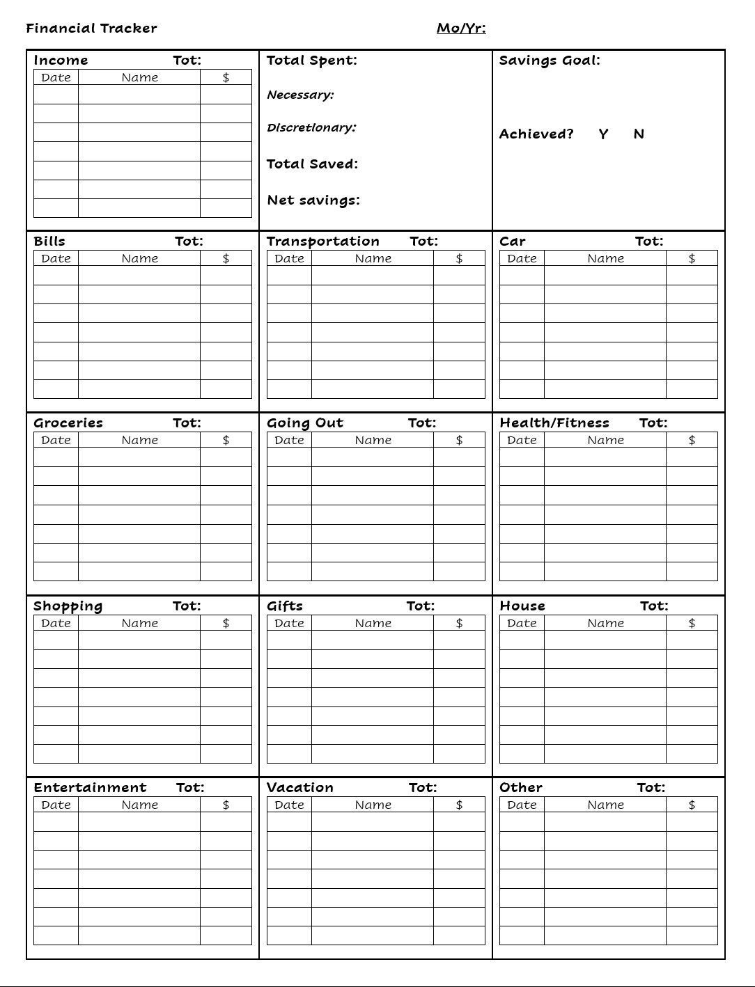 Monthly Finance Tracker, Financial Template - Etsy