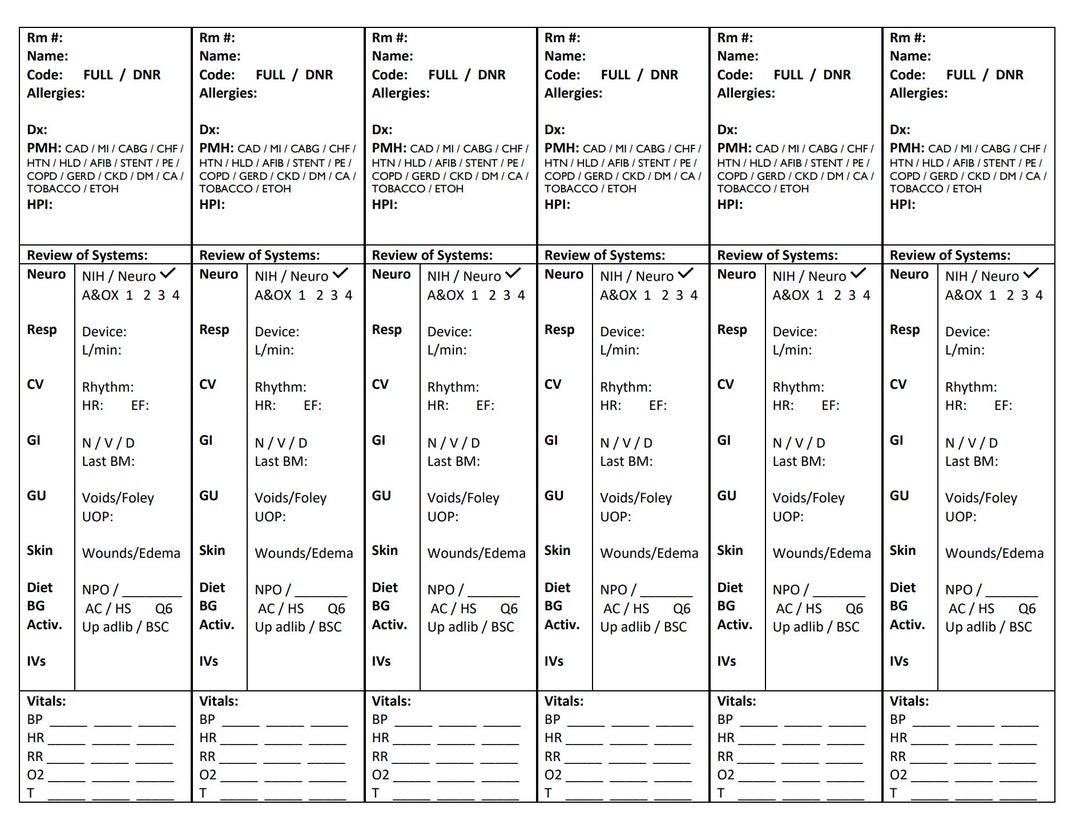 Multi-patient Report Sheet in Columns - Etsy