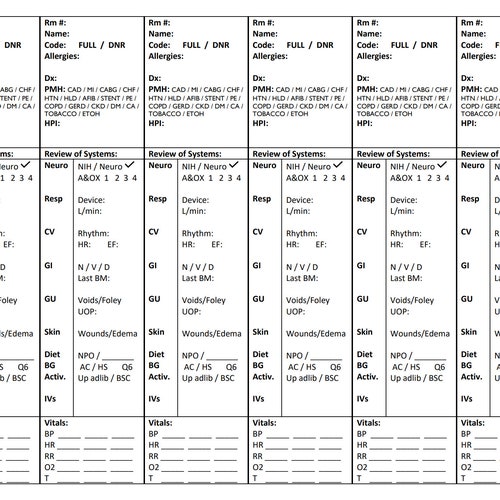 Multi-patient Report Sheet in Columns - Etsy
