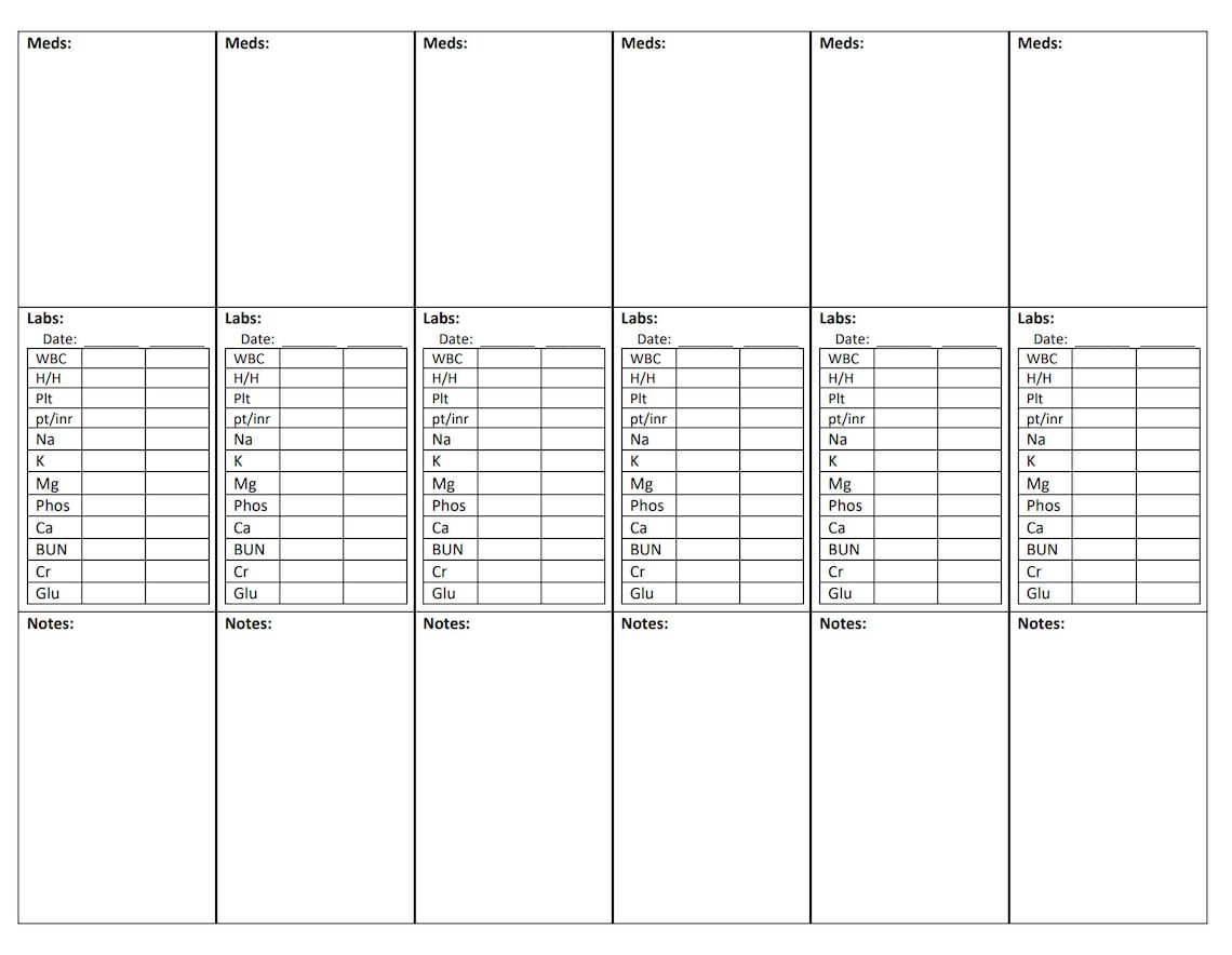 Multi-patient Report Sheet in Columns - Etsy