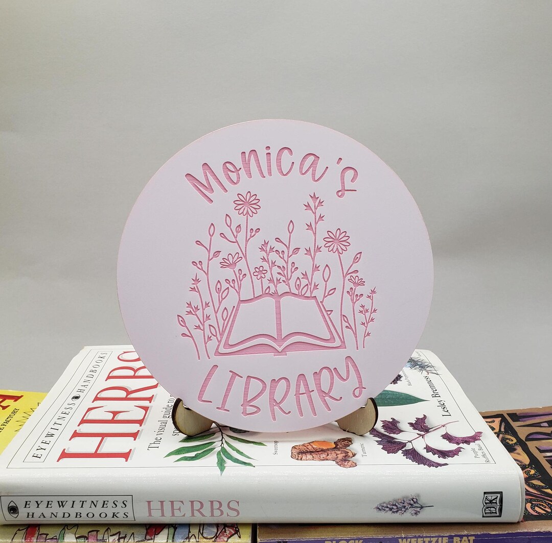 Library Sign Flowers Personalized Sign, Children's Book Library Sign ...